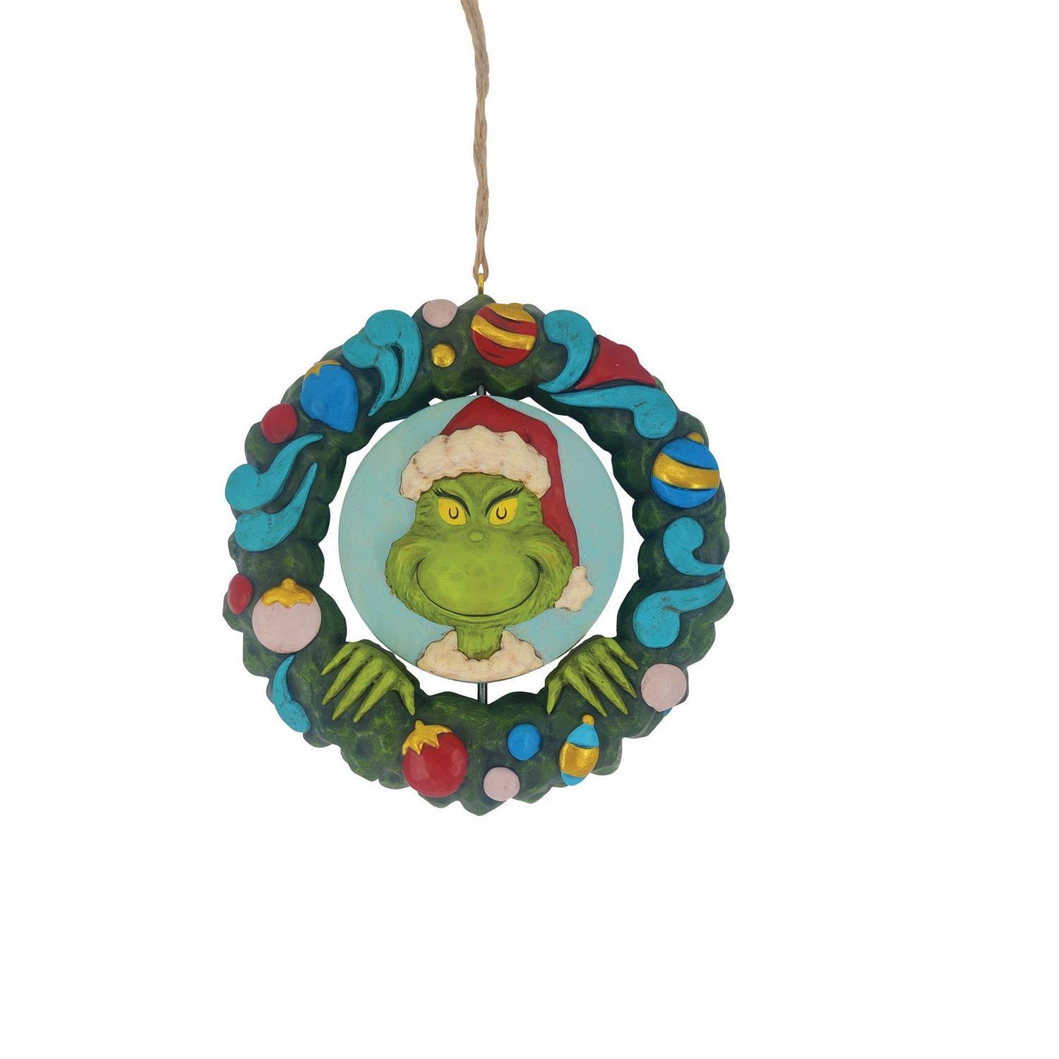 Jim Shore - Grinch In Wreath Hanging Ornament – Under the Mistletoe Shop