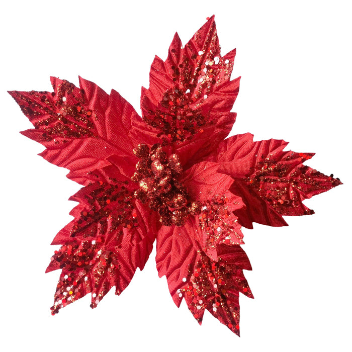 Clip On Red Jagged Edge Poinsettia – Under the Mistletoe Shop