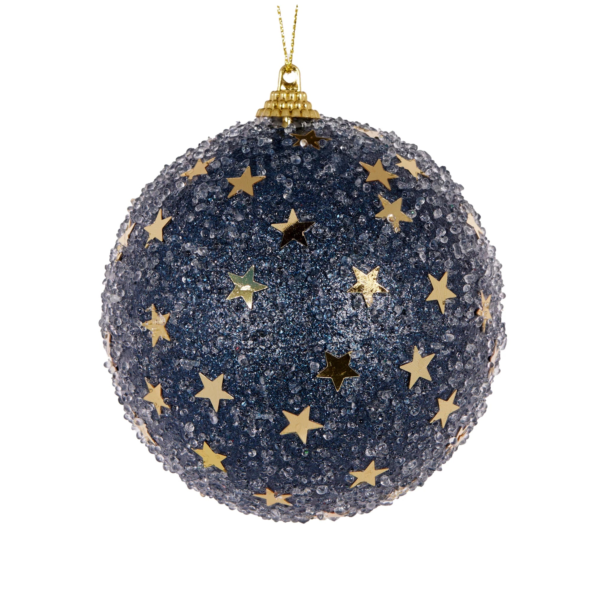 Midnight Blue Gold Stars Bauble – Under the Mistletoe Shop