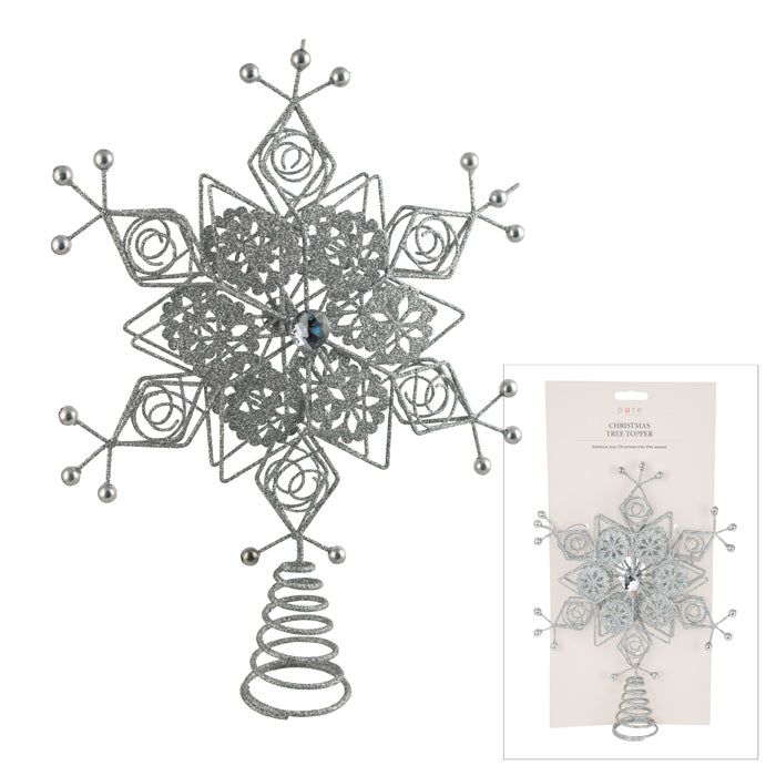 Silver Snow Flake Star Tree Topper – Under the Mistletoe Shop