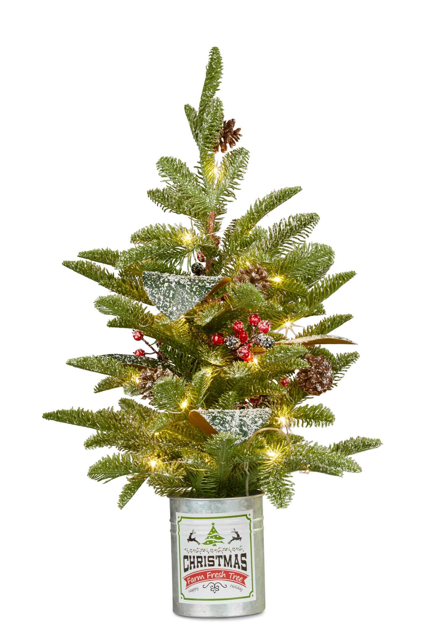 Table Top Christmas Tree with Lights and Rustic Tin Pot – Under the ...